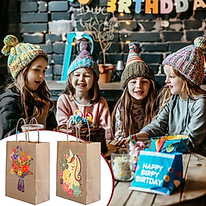 200Pack paper bags with handles，8.1x5.9x3.1 Inch，paper bags with handles bulk，gift bags bulk，brown gift bags，bolsas de papel para negocio，Paper Bags Bulk for Birthday Party Favors, Shopping, Retail