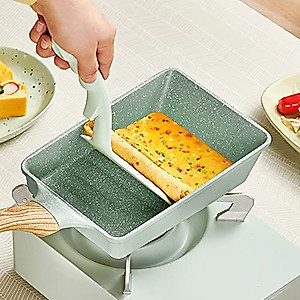 LIANGCHUANG Omelette Pan Nonstick Tamagoyaki Egg Pan , Retangle Frying Pan with Non-Stick Coating for Sandwich , Pancake , 8in L X 6in D X1.6in H YL2002 Rectangle frying pan