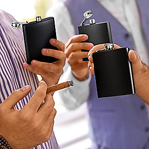 20 Pieces Stainless Steel Hip Flask Matte Black Flask Set Leak Proof Drinking Liquor Flask Metal Hip Flask with 20 Pieces Funnel for Men Women Drinking Alcohol Whiskey Wine Wedding Party Supply (6 oz)