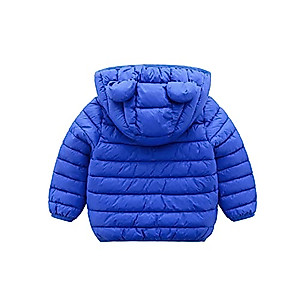 XMWEALTHY Baby Boys Girls Winter Coats Toddler Light Puffer Down Jacket Infant Kids Bear Hoods Padded Outwear Blue 12-18 Months