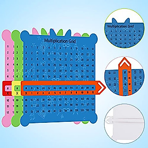 Outus 12 Pieces Multiplication Grid Slidable Education Multiplication Tables with Viewer Window for Classroom Teacher Supplies Elementary School Students and Homeschooling (Pink, Green, Blue)