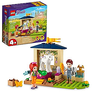 LEGO Friends Pony-Washing Stable 41696 Horse Toy with Mia Mini- Doll, Farm Animal Care Set, Gift Idea for Kids, Girls and Boys 4 Plus Years Old