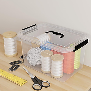Neadas 12 Quarts Clear Latch Storage Bins with Lid, Clear Plastic Storage Latching Box with Handle, 6 Packs