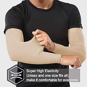 Arm Sleeves for Men and Women, Sleeves to Cover Arms for Men and Women, Gaming Sleeve, UV Protection Cooling Arm Sleeves, 4-Pairs Anti-Slip Compression Sun Sleeves for Cycling Outdoor Sports Beige