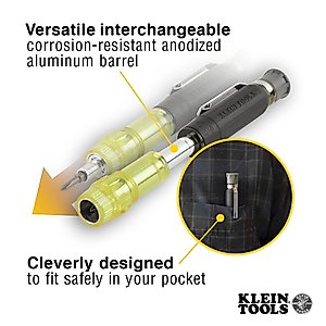 Klein Tools 2-in-1 Precision Screwdriver Set with Insulated Phillips and Slotted Bits + 4-in-1 Electronics Pocket Screwdriver