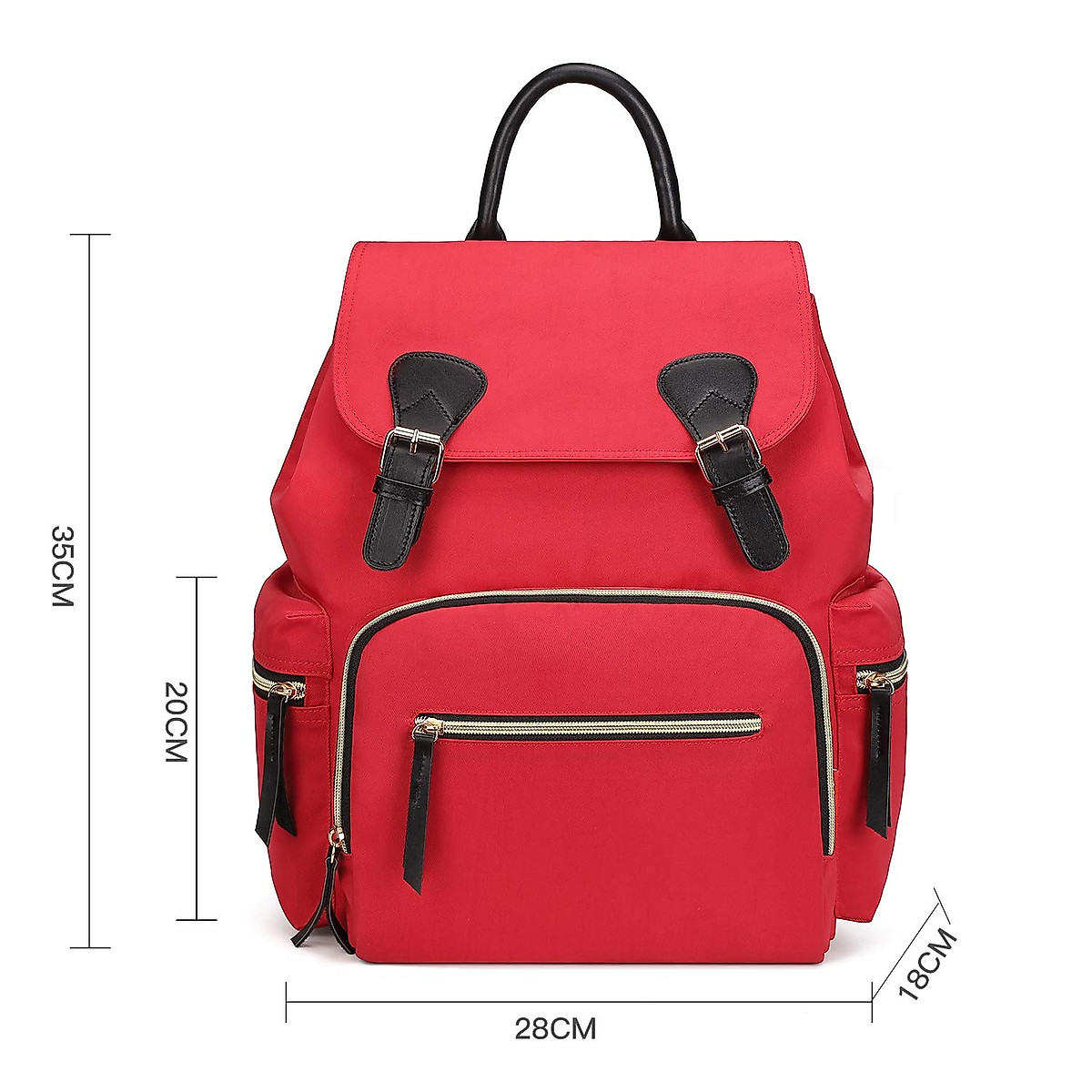 QIMIAOBABY Diaper Backpack, Waterproof Nylon Baby Nappy Storage Bag (Red)