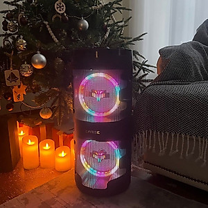 EARISE M62 Portable Bluetooth PA Speaker, Dual 6.5" Rechargeable Indoor/Outdoor Bluetooth Karaoke Audio System, TWS, Party Lights, LED Display, FM/AUX/MP3/USB/SD/TF