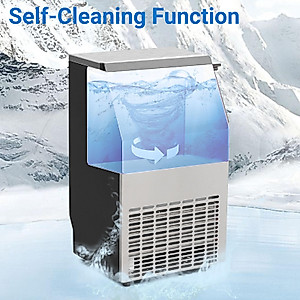 Techomey Commercial Ice Maker, 99Lbs/24H Under Counter Ice Machine, Auto-Clean Freestanding Ice Maker Machine with Fast Making Ice, Stainless Steel, Silver