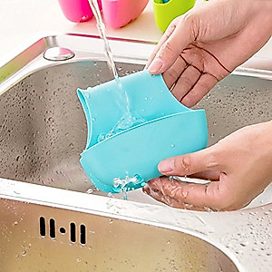 2 Pack Sponge Holder for Double-Sink, FineGood Saddle Caddy Brush Soap Organizer Storage Kitchen Bathroom Plastic Basket - Blue, Green