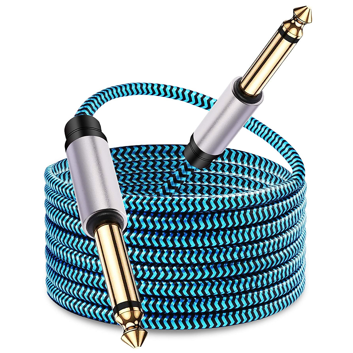 Hftywy Guitar Cable 15 ft Guitar Cord 1/4 Inch Instrument Cable 6.35mm (1/4) TS to 6.35mm (1/4) TS Stereo Audio Cable Male to Male with Zinc Alloy Housing and Nylon Braid