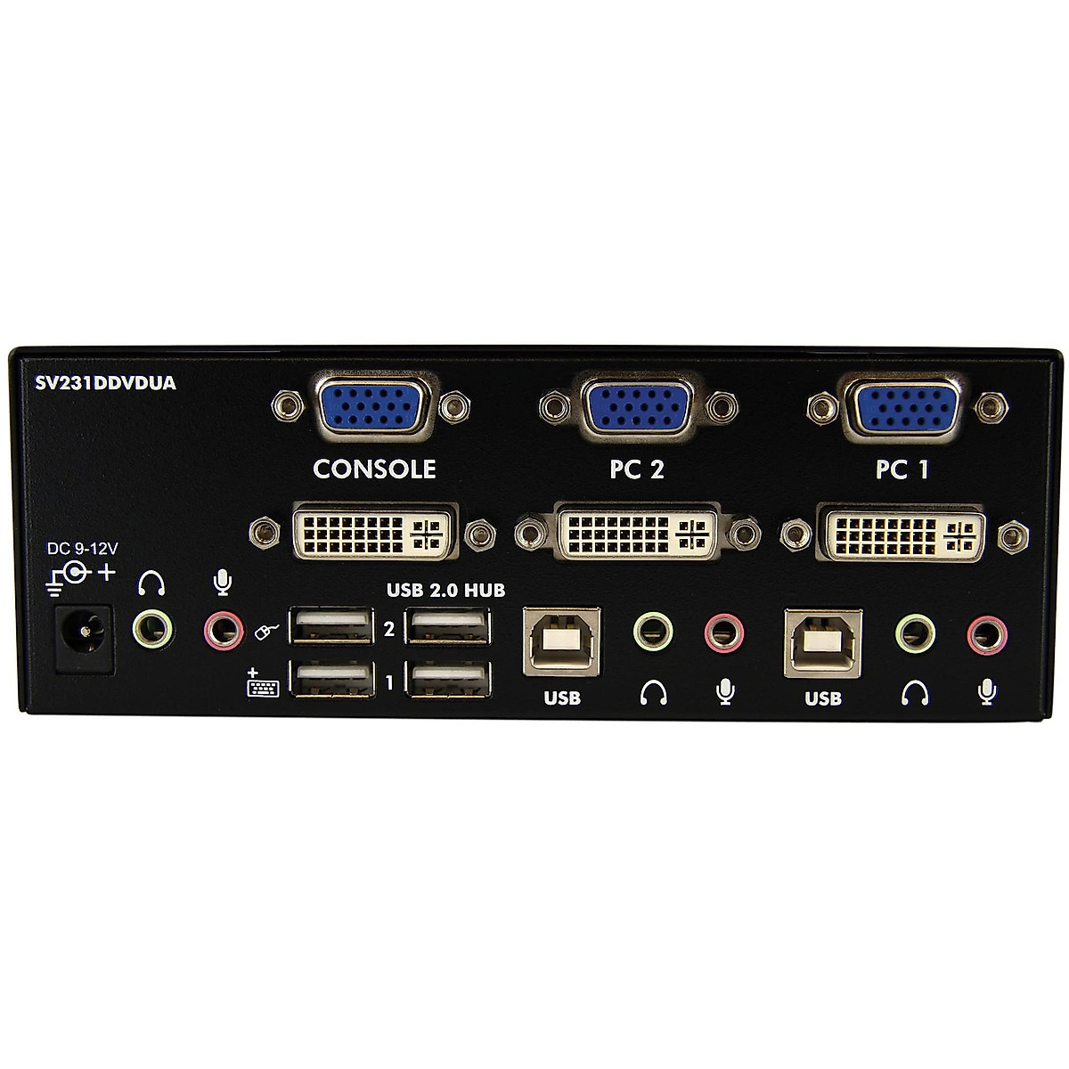 StarTech.com 2 Port KVM Switch - DVI and VGA w/ Audio and USB 2.0 Hub – Dual Monitor / Display / Screen KVM Switch - DVI VGA , TAA (SV231DDVDUA)