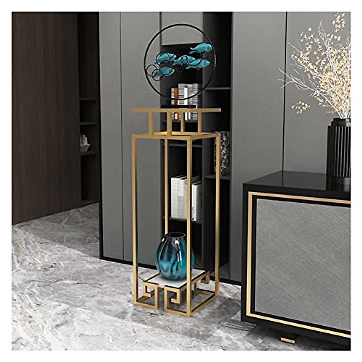 Bonsai Base Stand Plant Display Stand Indoor Flower Shelves Floor Type Iron Flower Stands Living Room Flower Pot Decoration Shelves Display Stand Base (Size : Small)