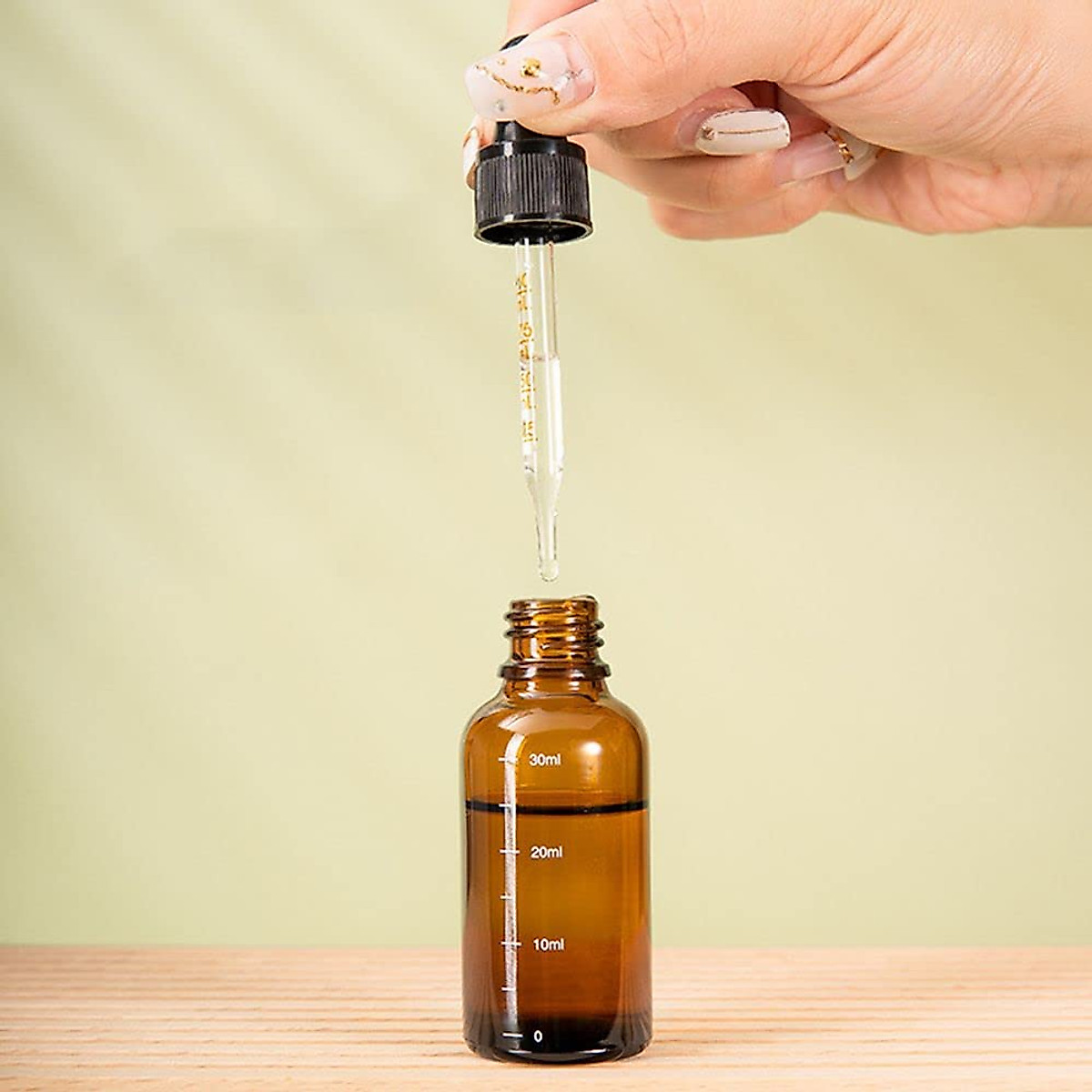 WEISHA Dropper Bottles with Scale 5-100ml Reagent Eye Drop Perfume Amber Glass Aromatherapy Liquid Pipette Bottle Travel Refillable Bottles(5ml)