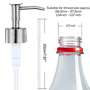 AUNRGO Silver Soap Dispenser Pump Replacement - Brushed Finish 304 Stainless Steel Hand Liquid Soap and Lotion Dispenser Pumps Replacement for Regular Mouth Bottles, Standard 28/400 Neck Size,2 Pack