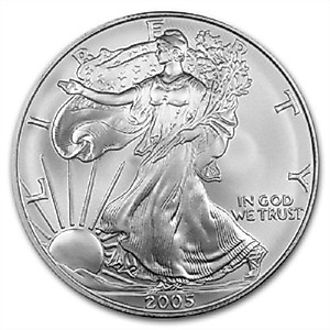 2005-1 Ounce American Silver Eagle Low Flat Rate Shipping .999 Fine Silver Dollar Uncirculated US Mint