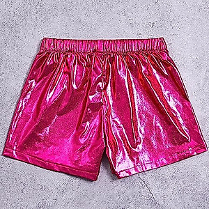 CHENBAO Baby Girls Shorts Metallic Pu Leather Shorts Toddler Girls Short Pants Glitter Sparkle Halloween Shorts Birthday Hot Pink 2T-3T