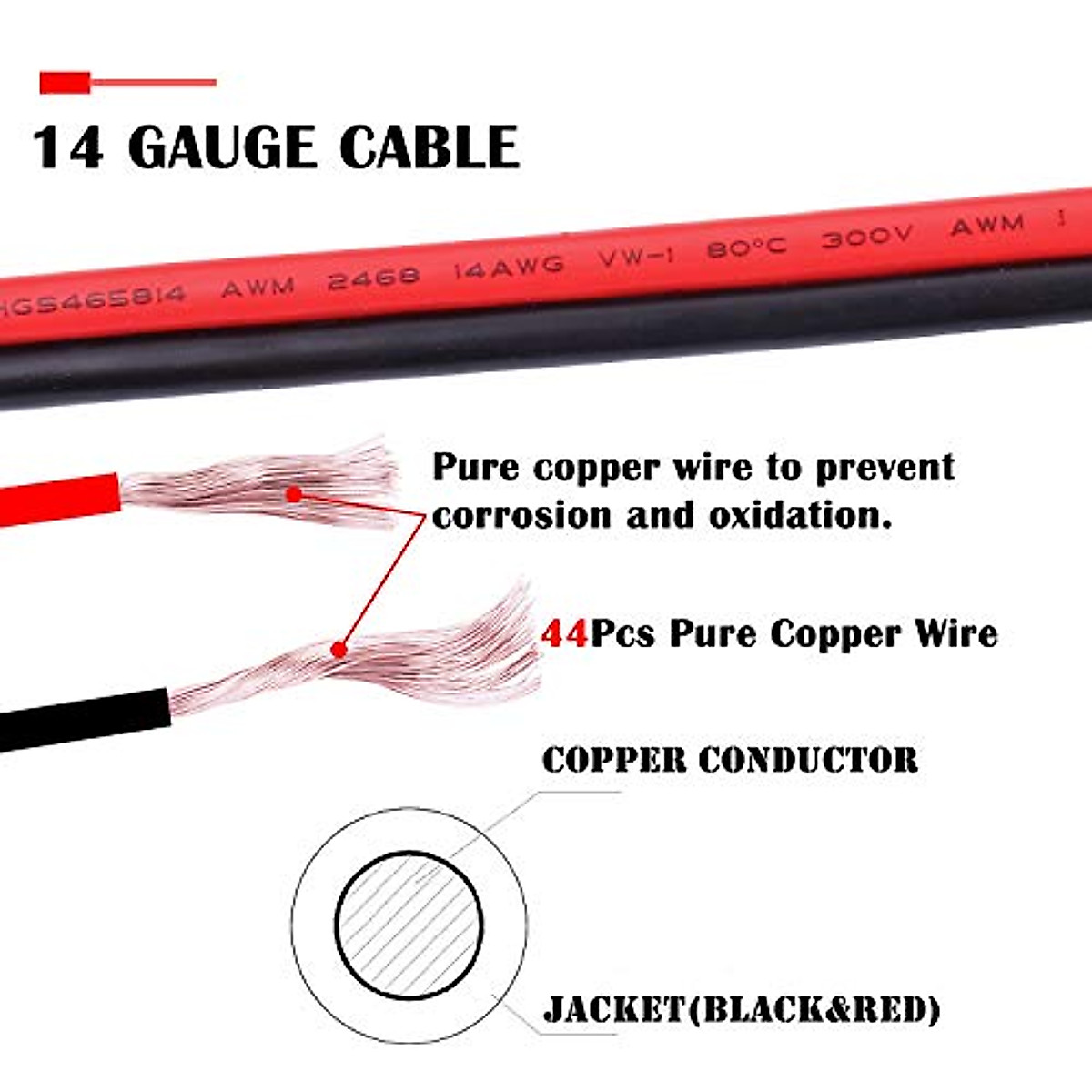 iGreely SAE Extension Cable 14AWG SAE to SAE Extension Cable Quick Disconnect Wire Harness SAE Connector for Solar Panel Battery Motorcycle Cars Tractor 14 Gauge 3Ft/1m