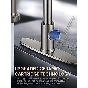 Cobbe Kitchen Faucets, Brushed Nickel Commercial Kitchen Faucet with Pull Down Sprayer, Stainless Steel Kitchen Sink Faucets for 1 or 3 Hole, Single Handle Faucet for Sink Farmhouse Rv