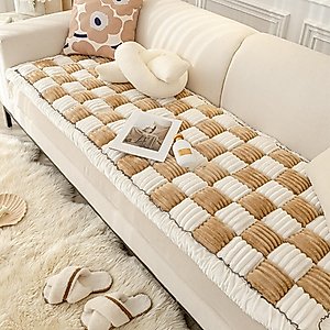Waterproof Dog Blanket, Cream-Coloured Large Plaid Square Pet Mat Bed Couch Cover - Funny Fuzzy Couch Cover for Large Dogs - Pet Blanket and Bed Cover