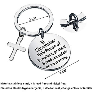 bobauna St Christopher Traveller Keychain Religious Safe Travel Gift (St Christopher journey keychain)