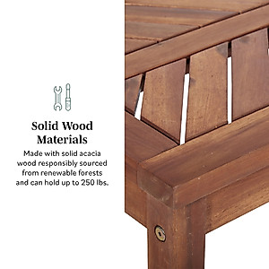 Walker Edison 4 Person Outdoor Wood Chevron Patio Furniture Set Loveseat Chairs Coffee Table All Weather Backyard Conversation Garden Poolside Balcony, 4 Piece, Brown