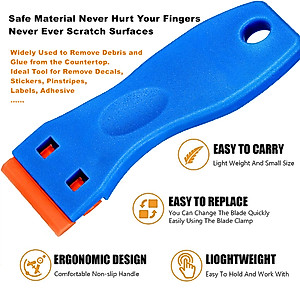 Plastic Blade Scraper, 5PCS Razor Scraper Tool 100PCS Double Edged Blades, Cleaning Scraper Remover for Decals, Stickers, Labels, Caulk, Adhesive, Paint from Car Window and Glass