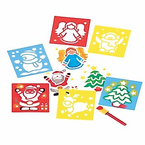 Baker Ross EF298 Christmas Stencils Set of 6 - Festive Painting Crafts for Kids Personalization Art Activities