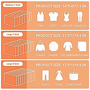Clothes Organizer for Folded Clothes, 2PCS Closet Organizer for Jeans-7 Grids, Wardrobe Clothes Organizer, Drawer Organizers for Clothing for Jeans/Trousers/T Shirt/Underwear