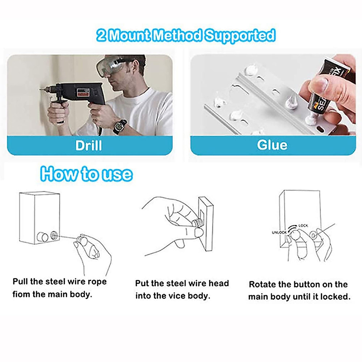 Retractable Clothesline with Lock to Prevent Sagging Function Heavy Duty Wall Mounted Clothes Drying Laundry Line (Silver)