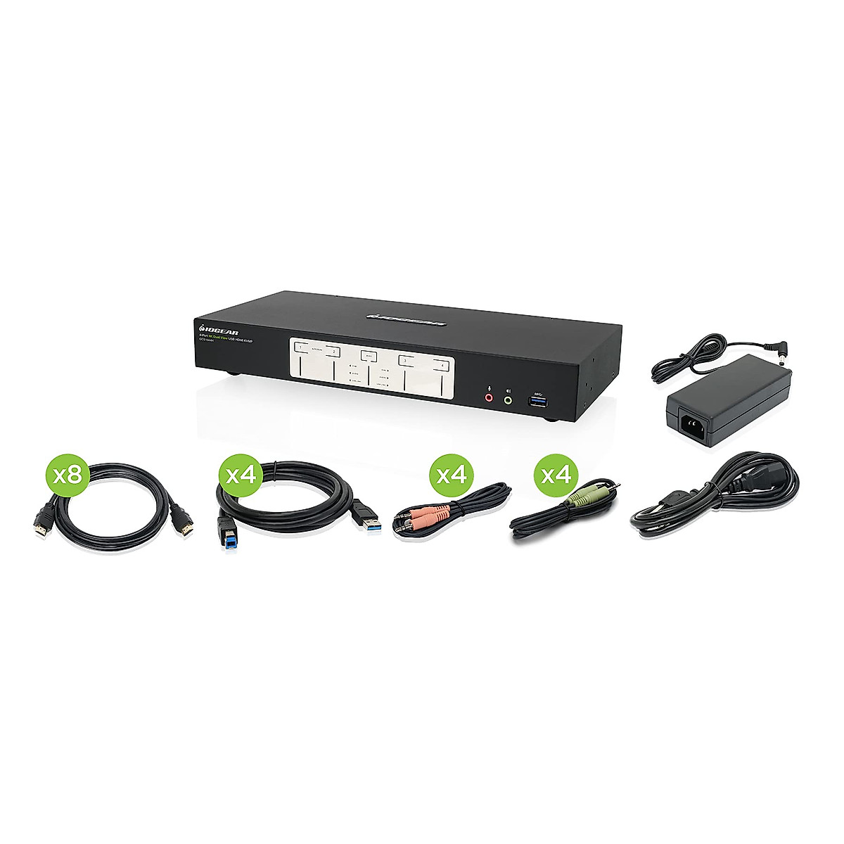 IOGEAR 4-Port 4K Dual View KVMP Switch with HDMI, Audio, UHD 4K@60Hz RGB 4:4:4, USB 3.0 Hub, Audio, Hotkey, Button Switching, PC Monitor Keyboard Mouse Switch for 4 PCs 2 Monitors w/Cables - GCS1944H