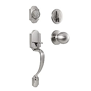 NeuType Front Door Handle, Front Door Lock Set, Door Handle Sets with Single Cylinder Deadbolt and Door Knob, Entrance Handle Set with Lock, Reversible for Right & Left Handed, Satin Nickel