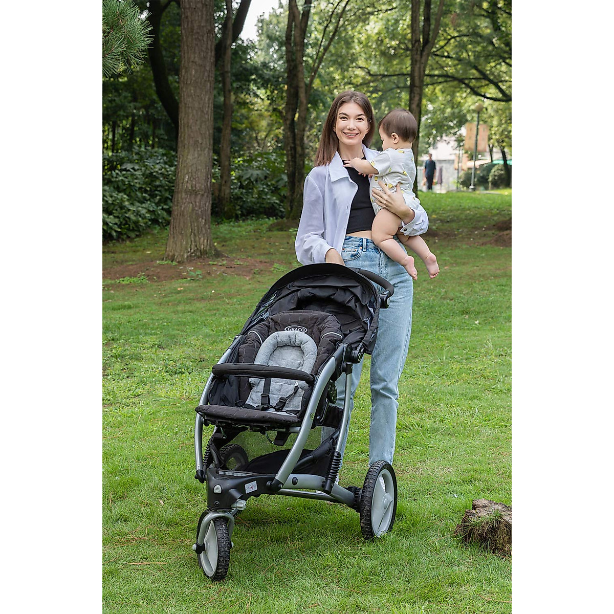 Long-Ci 2-in-1 Baby Insert Cushion Pad with Head Neck Body Support Pillow in Plush Terry for Newborn (Gray Beige)