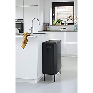 Brabantia Bo Touch Bin Hi - 2 x 30 Litre Inner Buckets (Matt Black) Waste/Recycling Kitchen Bin