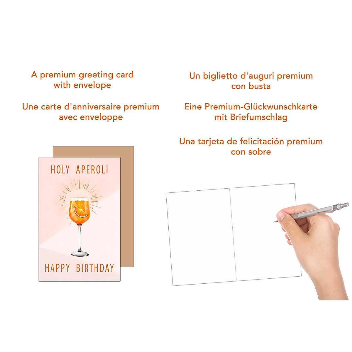 Edition Seidel Premium Birthday Card with Envelope. Greeting Happy Birthday for him or her Female Friend Wife Girlfriend Drink Aperol Orange Holy Aperoli (G3566 SW024), neutral