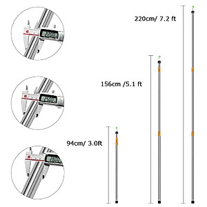 SANLIKE Telescoping Tarp Pole Adjustable Tent Poles, 33"-86.6" Thickened Tube Collapsible Stainless Steel Canopy Poles for Camping Backpacking Hiking Awning Sun Sails Outdoor Sports, Set of 2
