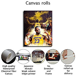 Lebron James Poster Basketball Canvas Wall Art Bedroom Room Decoration Painting Large Size Poster Printing FOTRIC (12x14inch,No Frame)