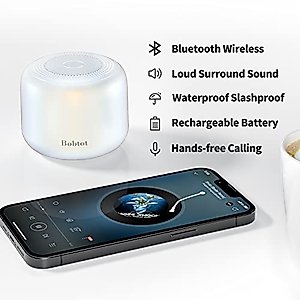 Bobtot Portable Bluetooth Speakers Wireless Speaker- Waterproof Speaker with Loud Stereo Sound,15 Hours Playtime, Rechargeable Battery, Built-In Microphone, Mini Speaker with Strap Easy to Carry White