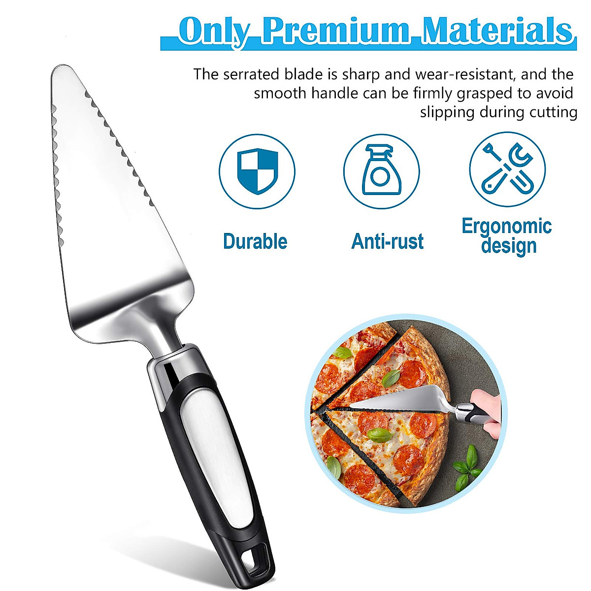 Stainless Pie Servers Cake Pizza Cutters Tart Dessert Slicer Set Cake Silvery Serving Slicer Spatulas for Cakes, Loaves, Egg Butter and More (2)