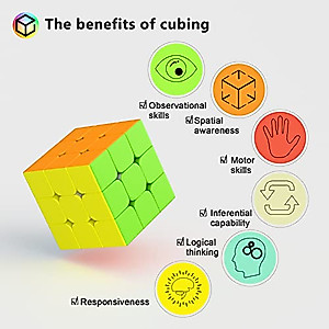 Vdealen 3x3x3 Speed Cube Set, 6 Pack Speed Cube Bulk Professional Stickerless Magic Cube Set, Party Puzzle Cube Toy Great IQ Games Gift for Kid Teens Adults