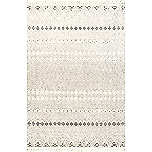 nuLOOM Elena Moroccan Lattice High/Low Tasseled Area Rug, 8x11, Beige