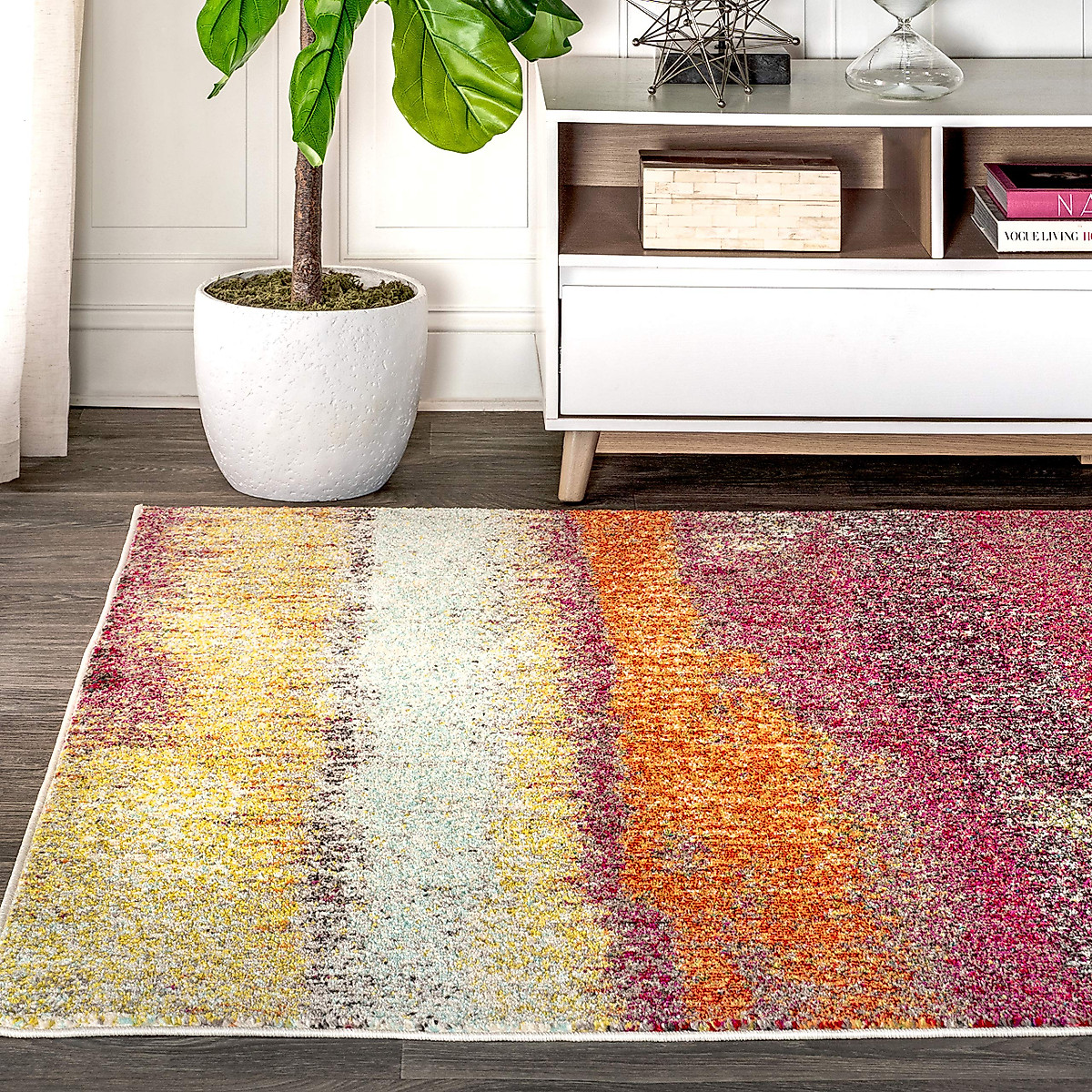 JONATHAN Y CTP105B-3 Contemporary POP Modern Abstract Vintage Indoor Area-Rug Bohemian Easy-Cleaning High Traffic Bedroom Kitchen Living Room Non Shedding, 3 X 5, Cream/Pink