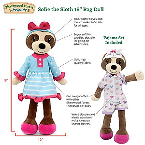 Plushible Soft Baby Doll, 18 Inch Sloth - Plush Rag Doll with 2 Clothing Sets, My First Plush Toy for Girls, Boys & Infants, Soft Baby Stuffed Toy, Adorable Companion for 1 Year Old & Up