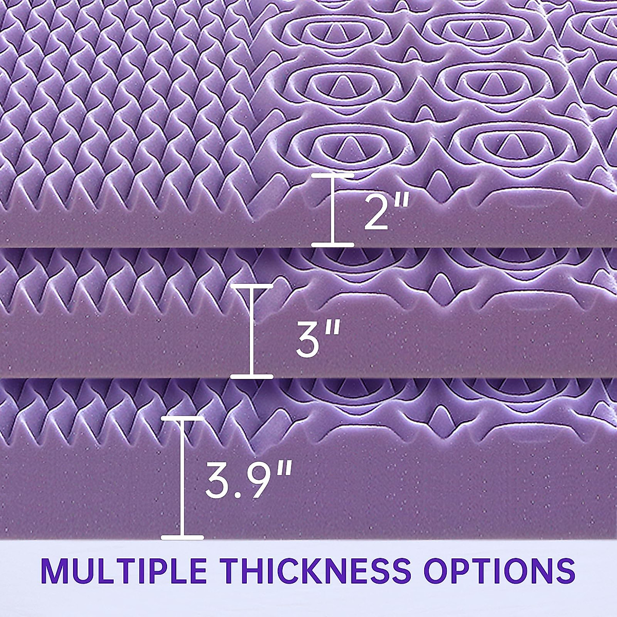 MUXHOMO 3 Inch 7-Zone Twin Mattress Topper, Egg Crate Foam Mattress Topper Twin Size for Back Pain, Lavender Cooling Gel Infused Bed Pad, CertiPUR-US and Oeko-TEX Certification (38"×75")