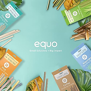 EQUO Sugarcane Straws, Disposable, Biodegradable, Compostable, and Plastic-Free Drinking Straws, Pack of 50, Standard