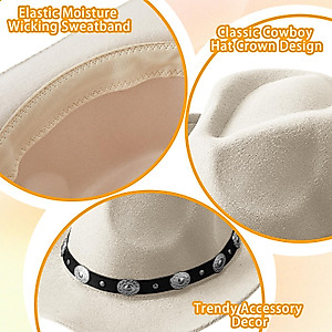 Hercicy 6 Pcs Felt Cowboy Hat Bulk Fall Western Wide Brim Hat for Burning Rodeo Belt Buckle Panama Hat for Men Women Cowgirl(Retro Style)