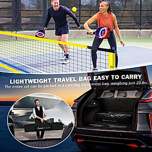 Baisal Pickleball Set with Net Portable Outdoor Indoor, 22FT Regulation Size Pickleball Net for Driveway with 4 Wooden Pickleball Paddles, 1 Pickle Ball Net, 4 Balls,1 Storage Bag, 1 Carry Bag