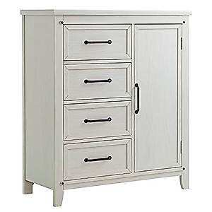 Soho Baby 49045480 Ellison Premium 4-Drawer Chifferobe with Adjustable Shelves, Wire Brush Rustic White Finish
