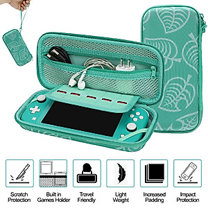 Switch Lite Accessories Bundle, Kit with Carrying Case,TPU Case Cover with Screen Protector,Charging Dock,Playstand, Game Case, USB Cable, Stylus,Thumb Grip Caps for Nintendo Switch Lite (Turquoise)