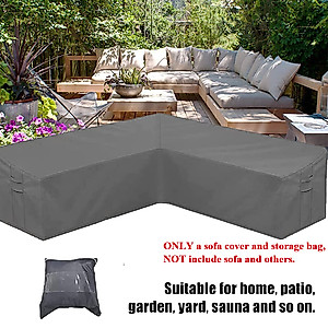 Skyour Patio Furniture Sectional Couch Sofa Cover Gray Weatherproof Heavy Duty 420D Oxford Outdoor V Shaped Sectional Garden Rattan Corner Sofa Furniture Protector Covers (V-Shape: 84x84in)