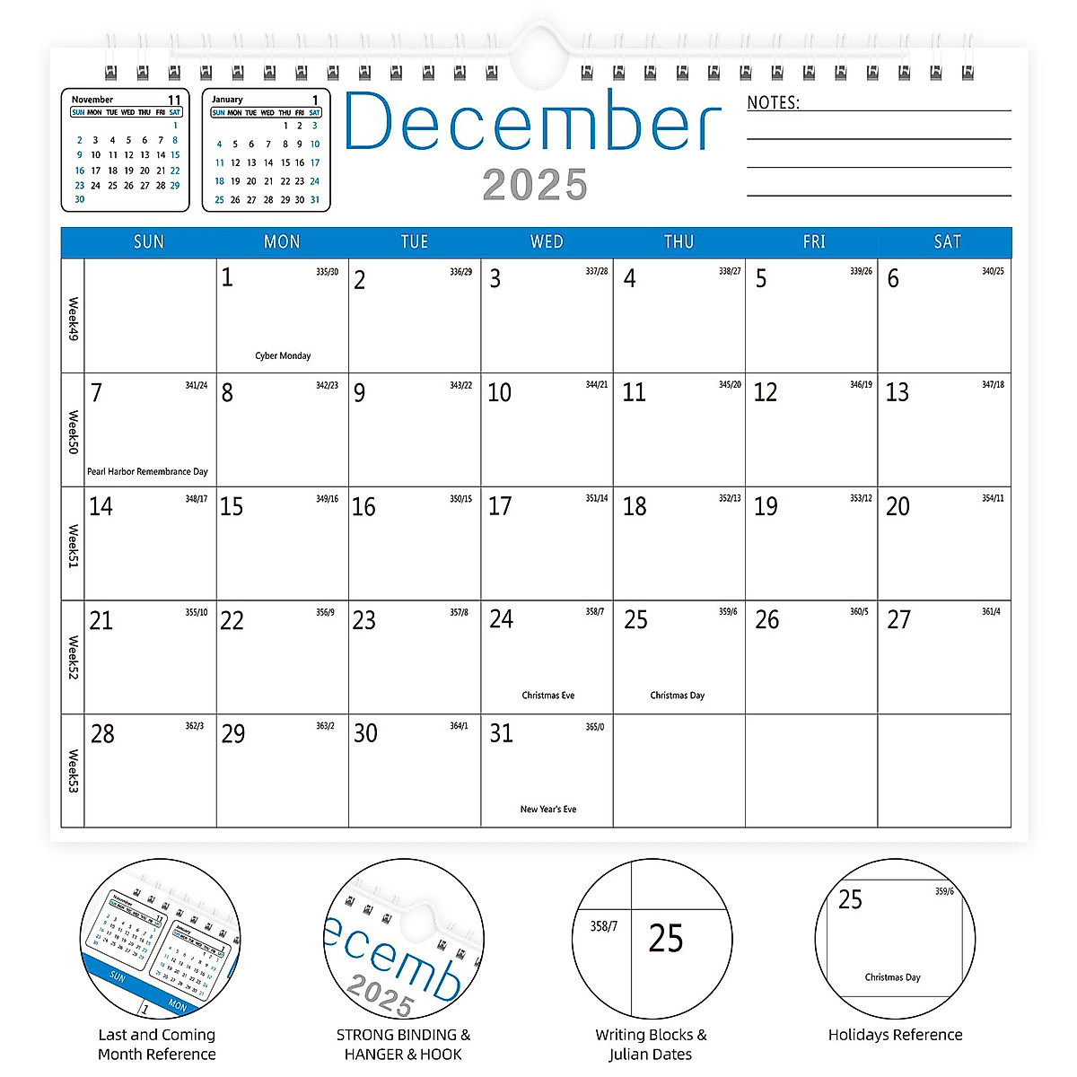 BHR Desk Calendar 2023-2024,Monthly Desk Calendar from January 2023-June 2024,10"×8" Standing Flip Desktop Calendar with Strong Twin-Wire Binding,Thick Paper and Writing Blocks for New Year and Christmas Gifts
